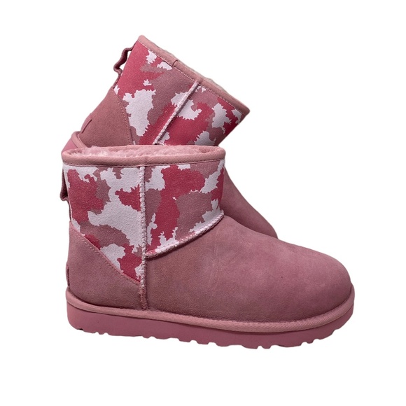 UGG | Shoes | Ugg Classic Mini Jagged Camo Pink Boots Winter Suede ...